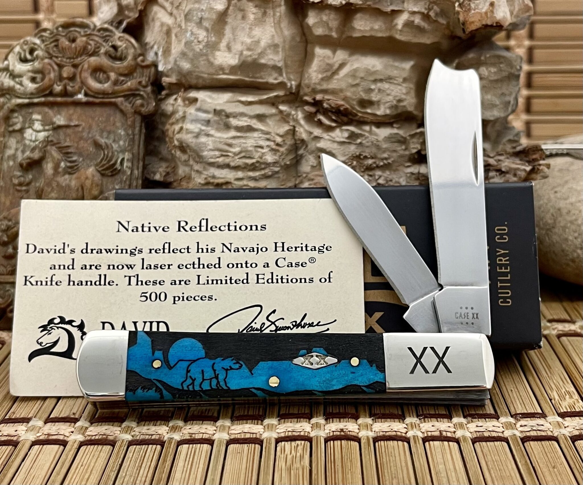 Case XX USA Caribbean Bone David Yellowhorse GRIZZLY MOUNTAIN Razor ...
