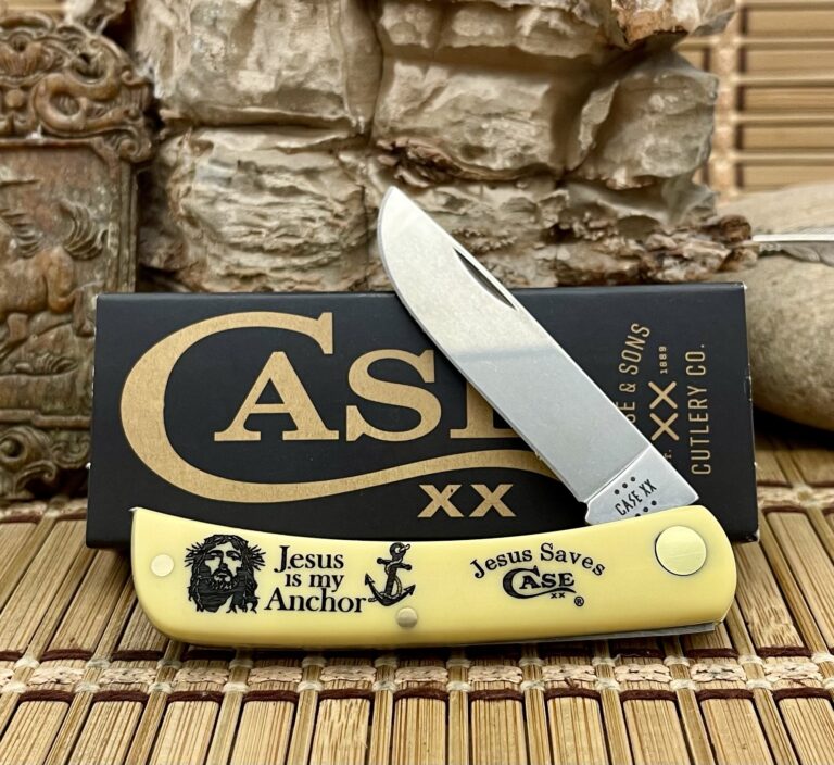 Case XX USA Yellow Anchored In Christ / Jesus Saves Sod Buster Jr Knife ...