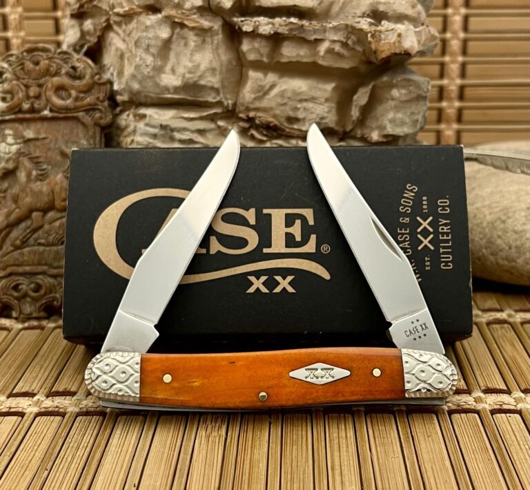 Case Muskrat Knife Persimmon Bone with Engraved Bolsters