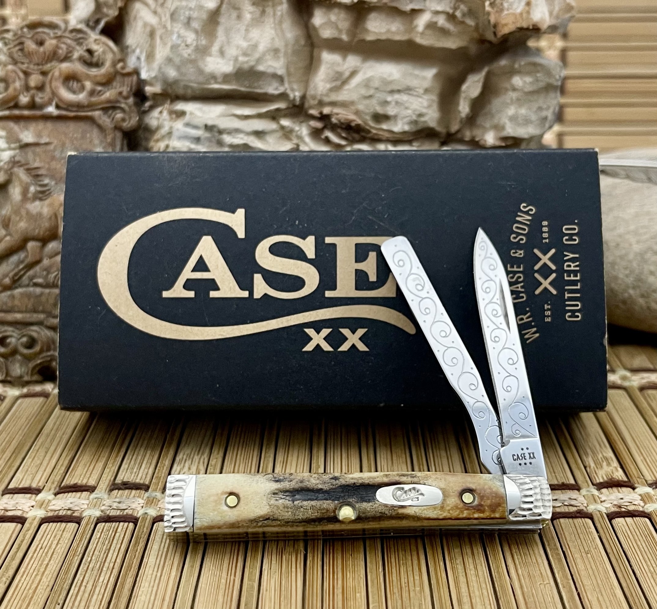 Genuine Stag Engraved Baby Doc Knife | Case XX Rare