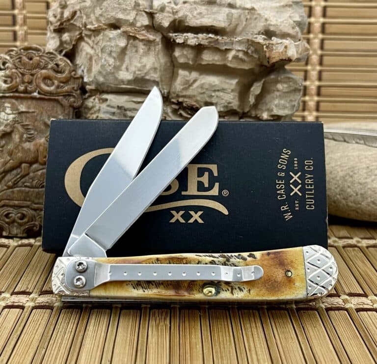 Case Custom Bone Stag Trapper Knife with Clip