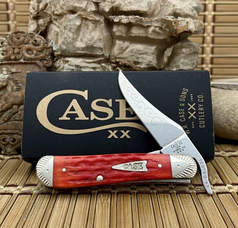 Case Custom Indian Paintbrush Bone Scrolled Russlock | #02