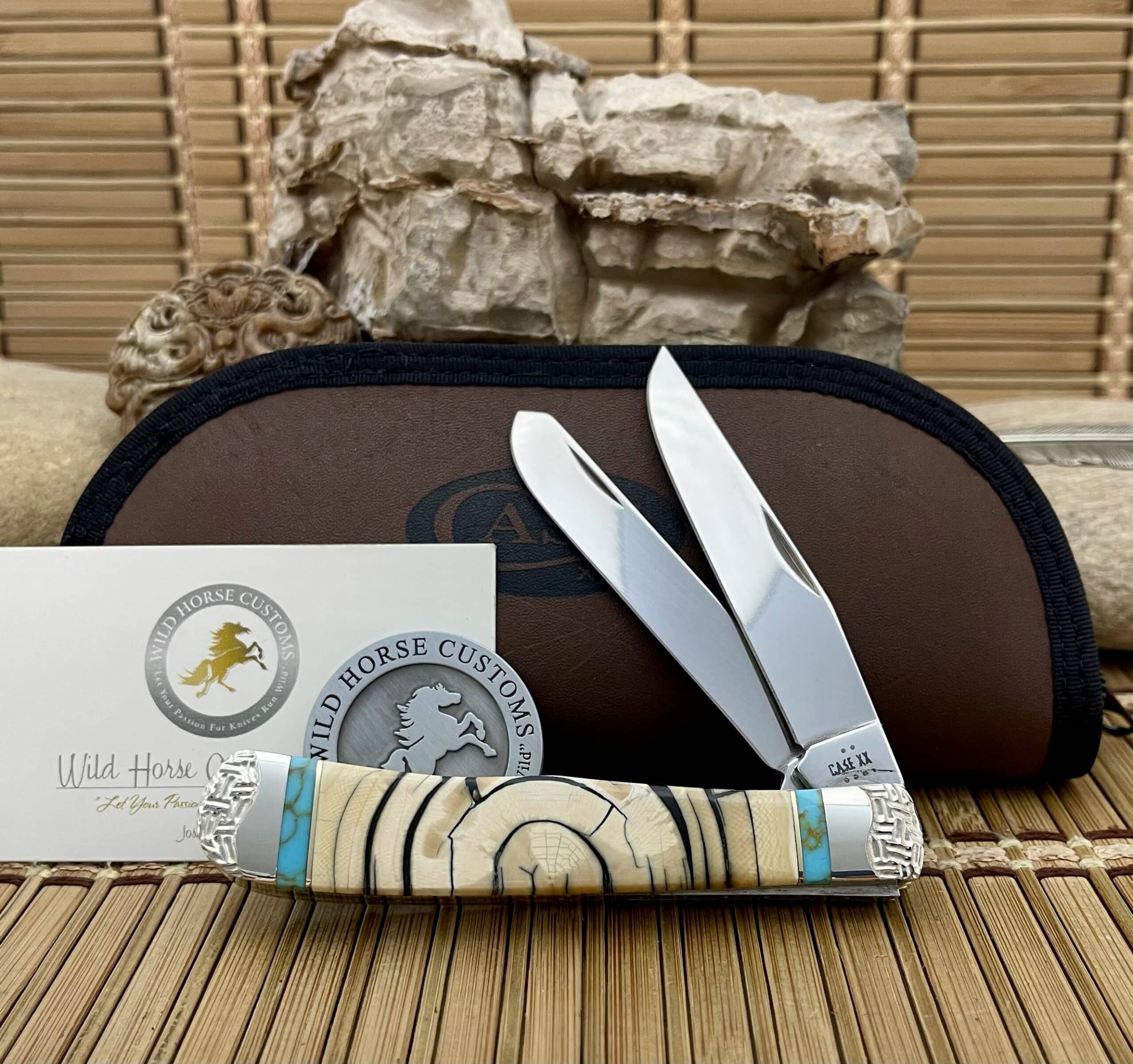 Exotic case cross cut mammoth turquoise trapper Wild Horse