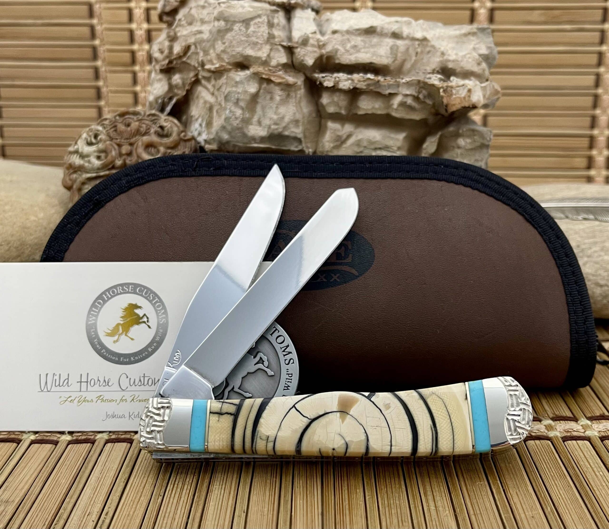 Exotic case cross cut mammoth turquoise trapper Wild Horse