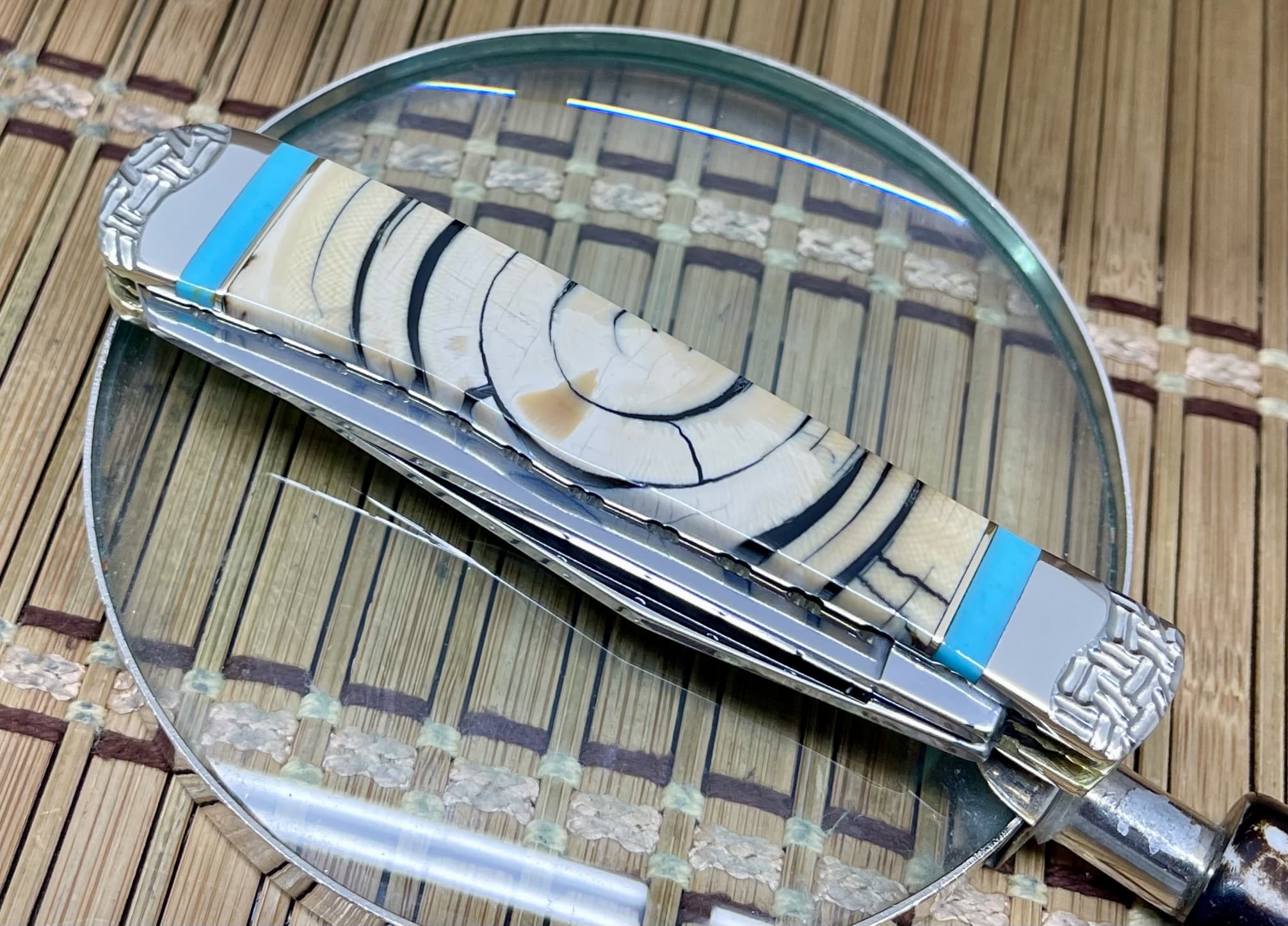 Exotic case cross cut mammoth turquoise trapper Wild Horse