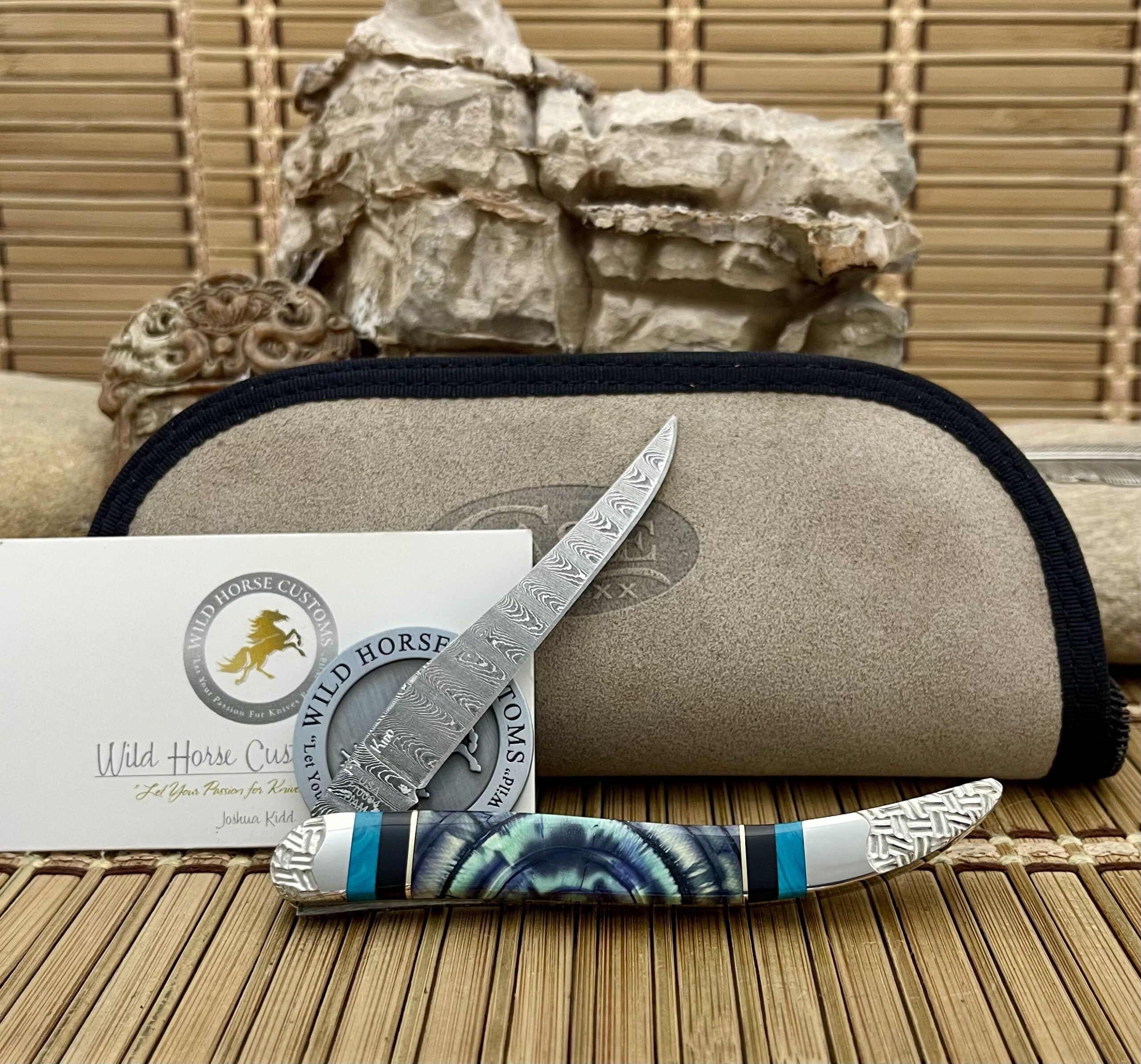 Exotic case mammoth chrysocolla damascus toothpick 1/1