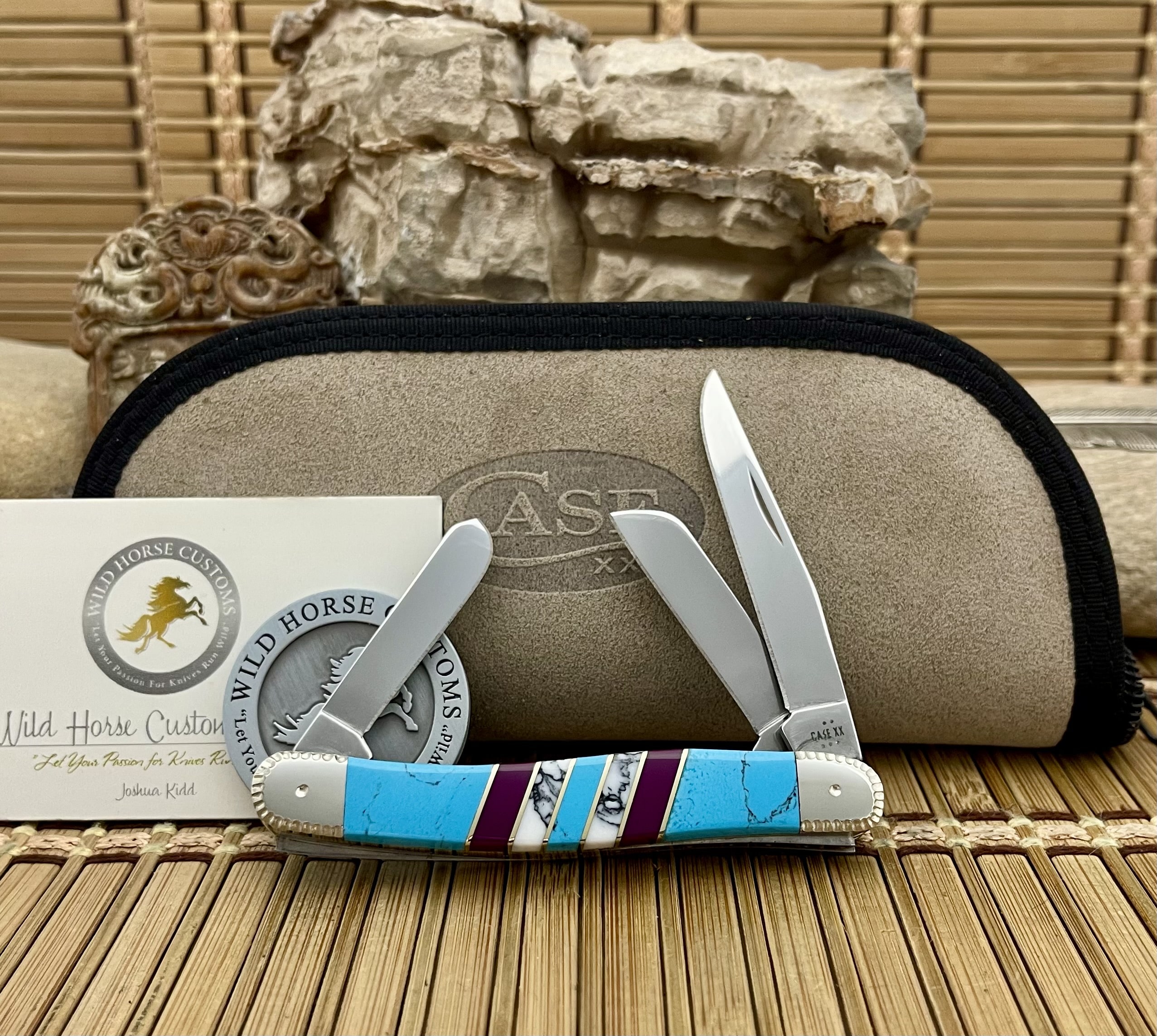 Exotic case turquoise sugalite custom stockman Wild Horse