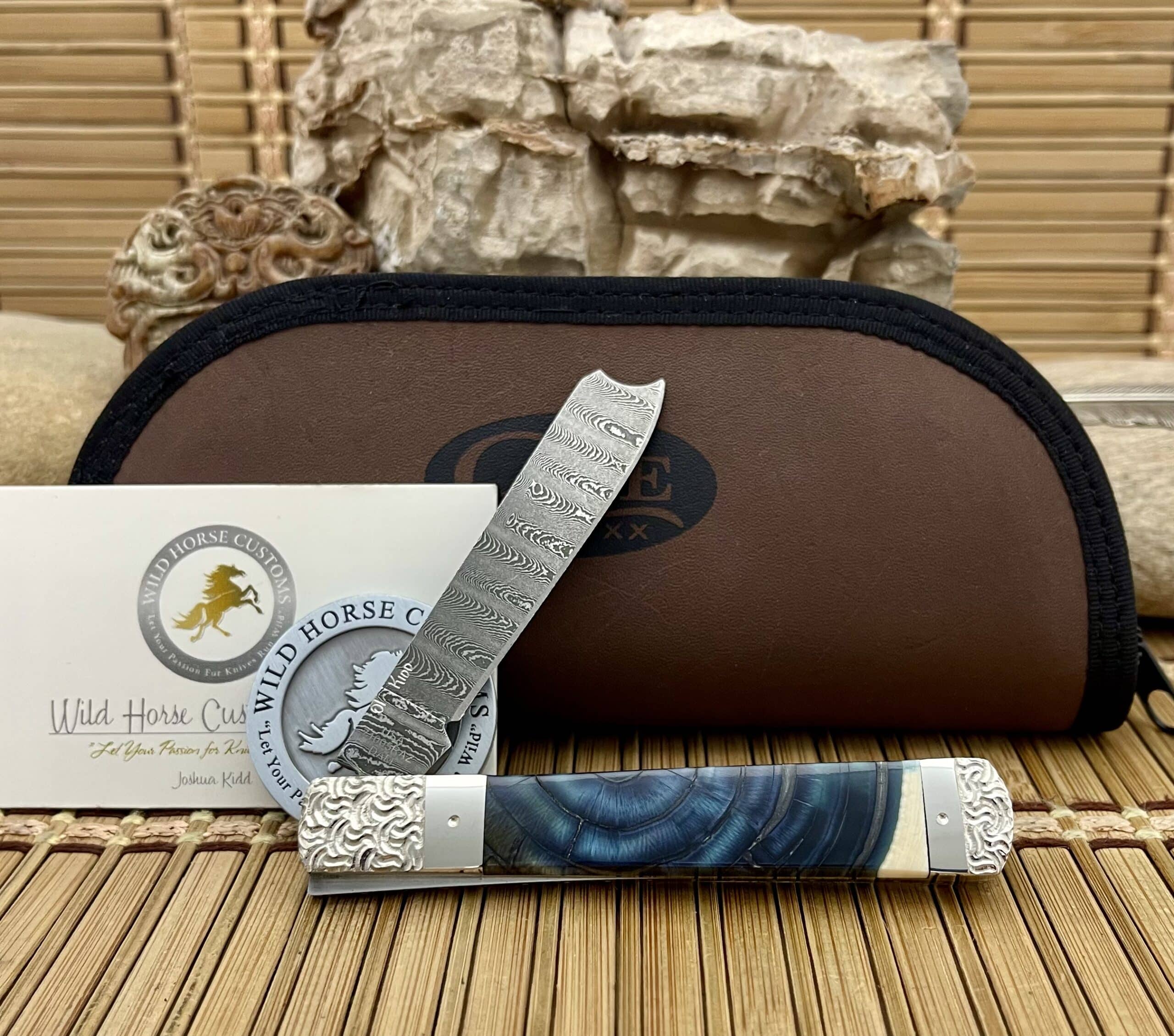 case blue mammoth fossil damascus razor barlow Wild Horse