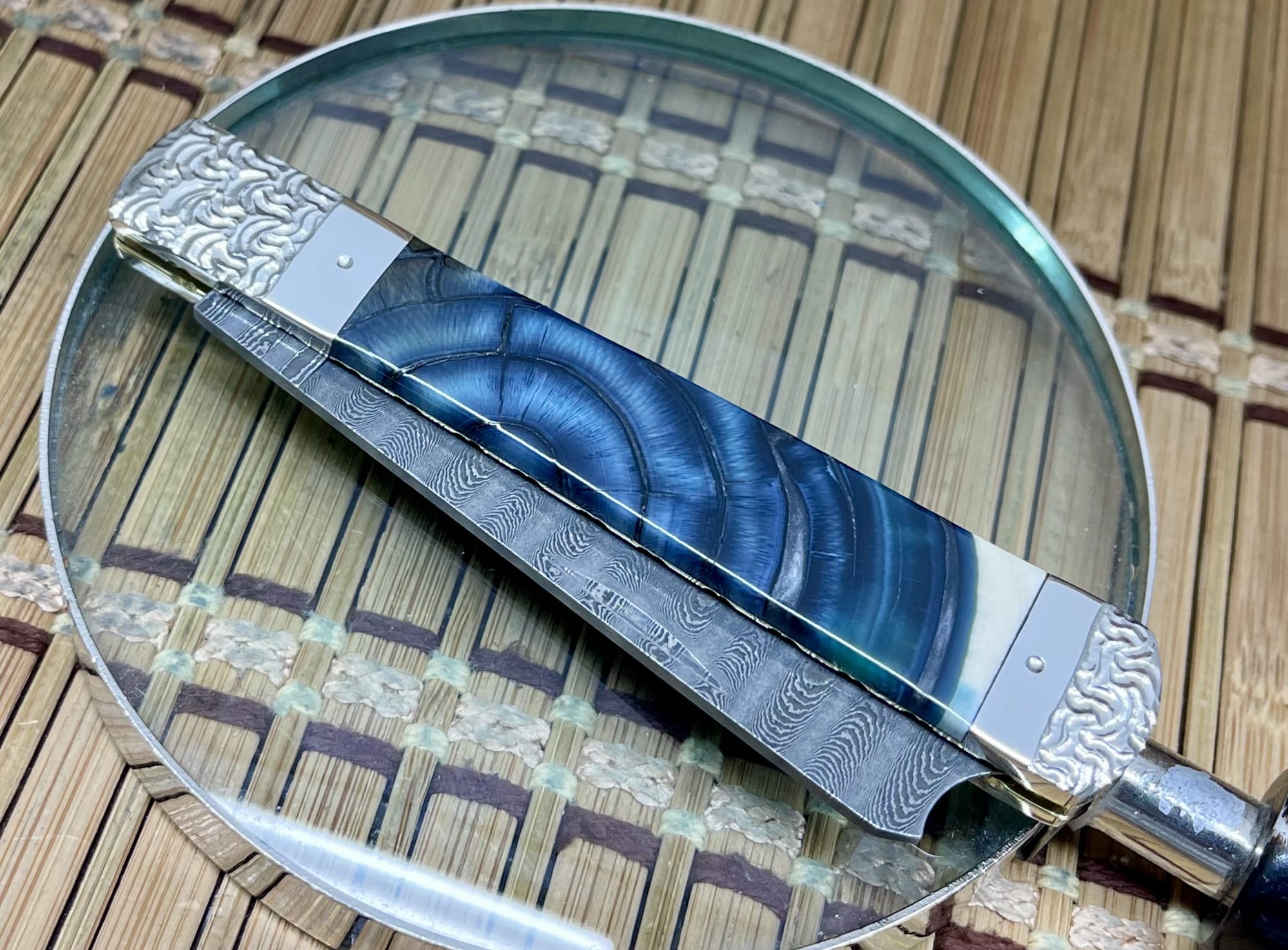 case blue mammoth fossil damascus razor barlow Wild Horse