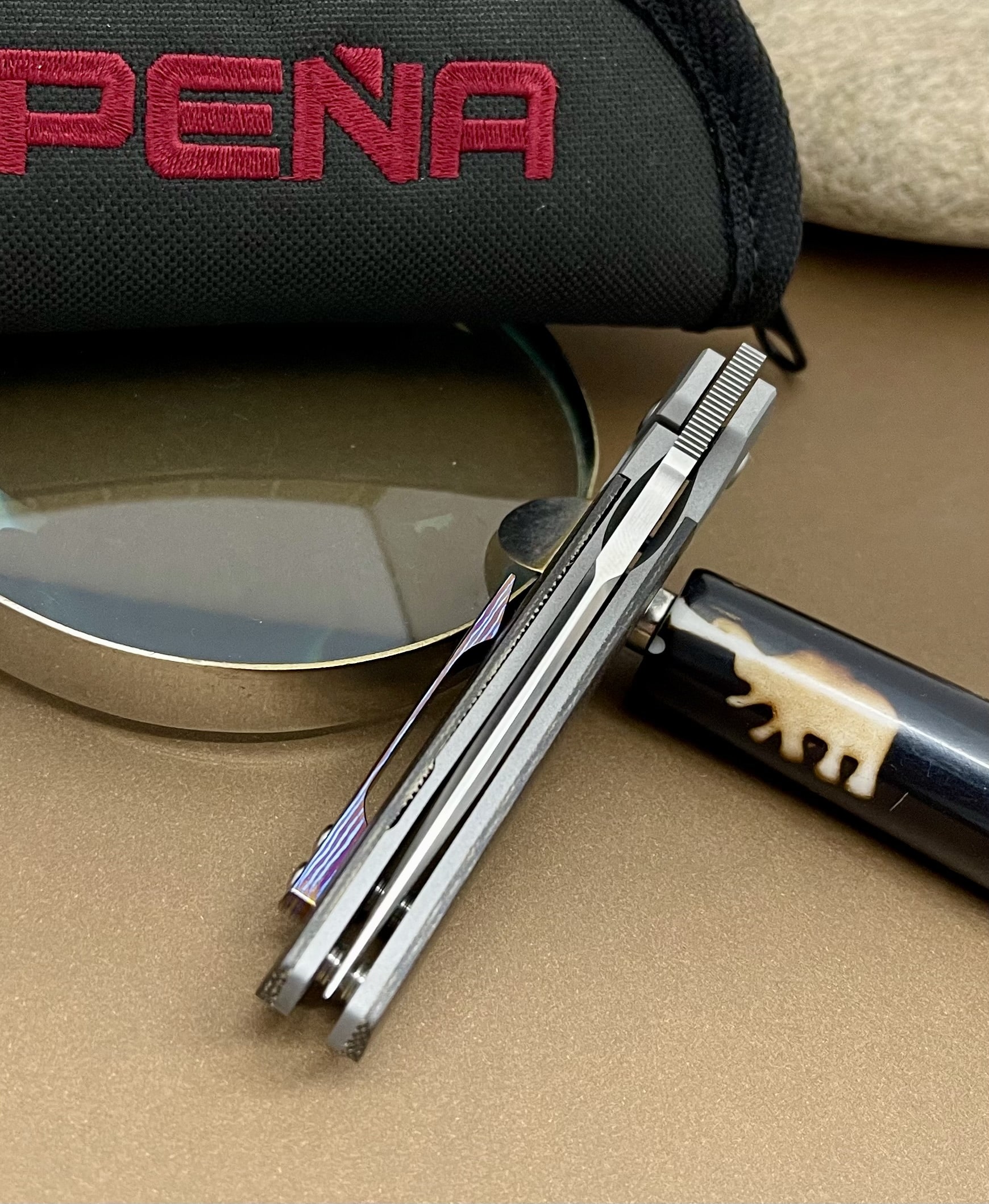 Refined enrique pena micarta mula front flipper knife